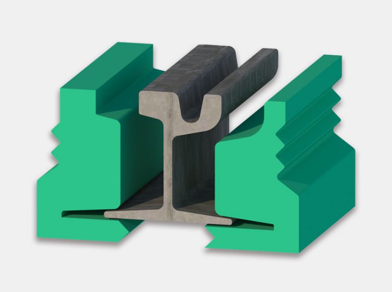 Rail vibration damping device for tram and metro track | ISOLGOMMA